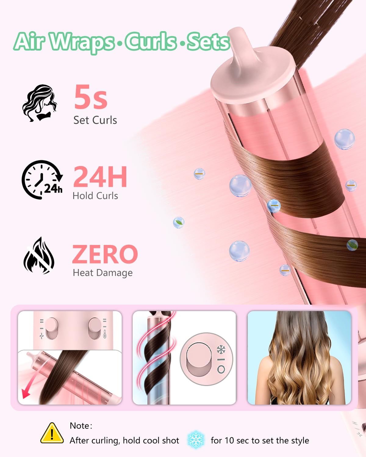 Dual Voltage 5 in 1 Hair Air Styler - Air Wrap Curler with High-Speed ...